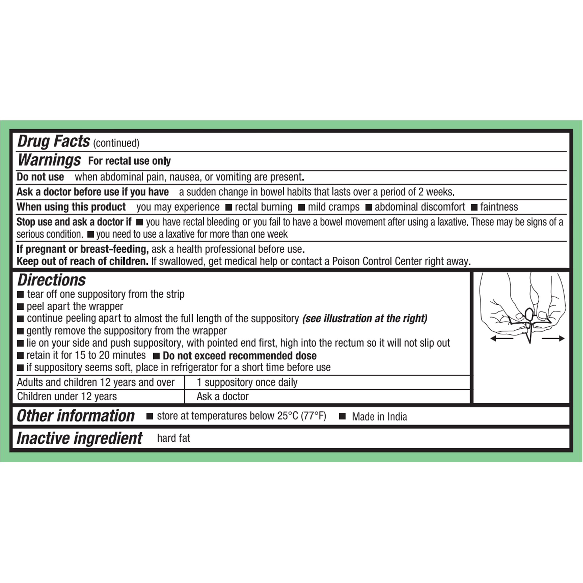 Laxative Health Star Suppository 12 per Box 10 mg Strength Bisacodyl ...